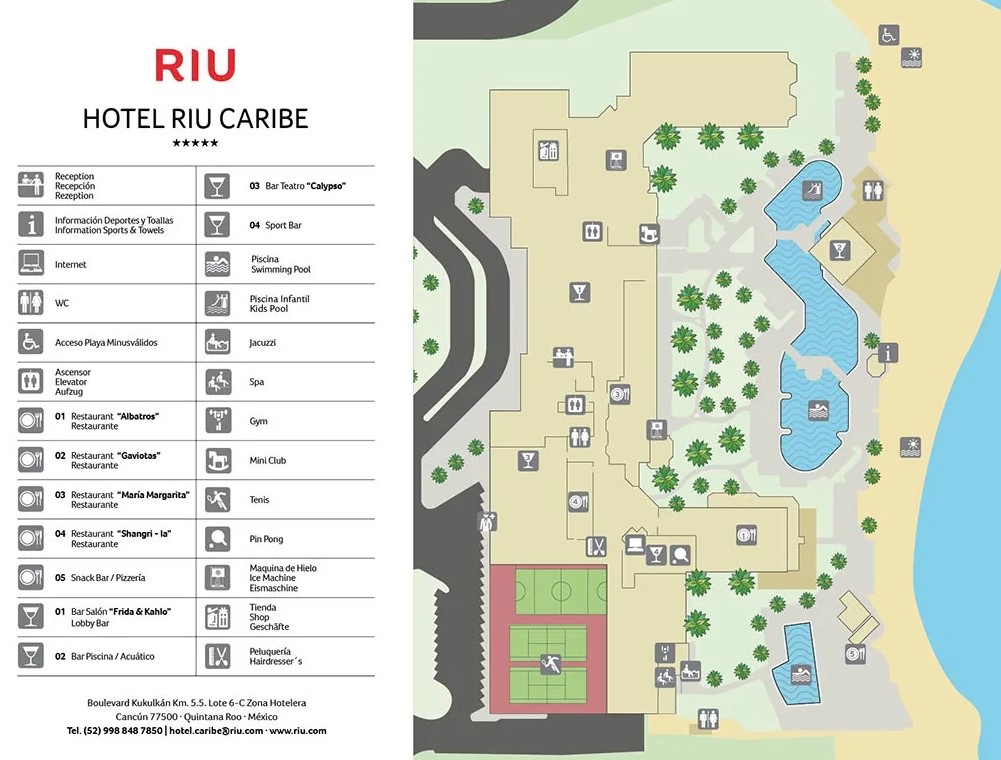 Riu Caribe map - Travel resort maps