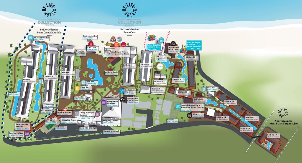 Be Live Collection Punta Cana - All Inclusive map - Travel resort maps