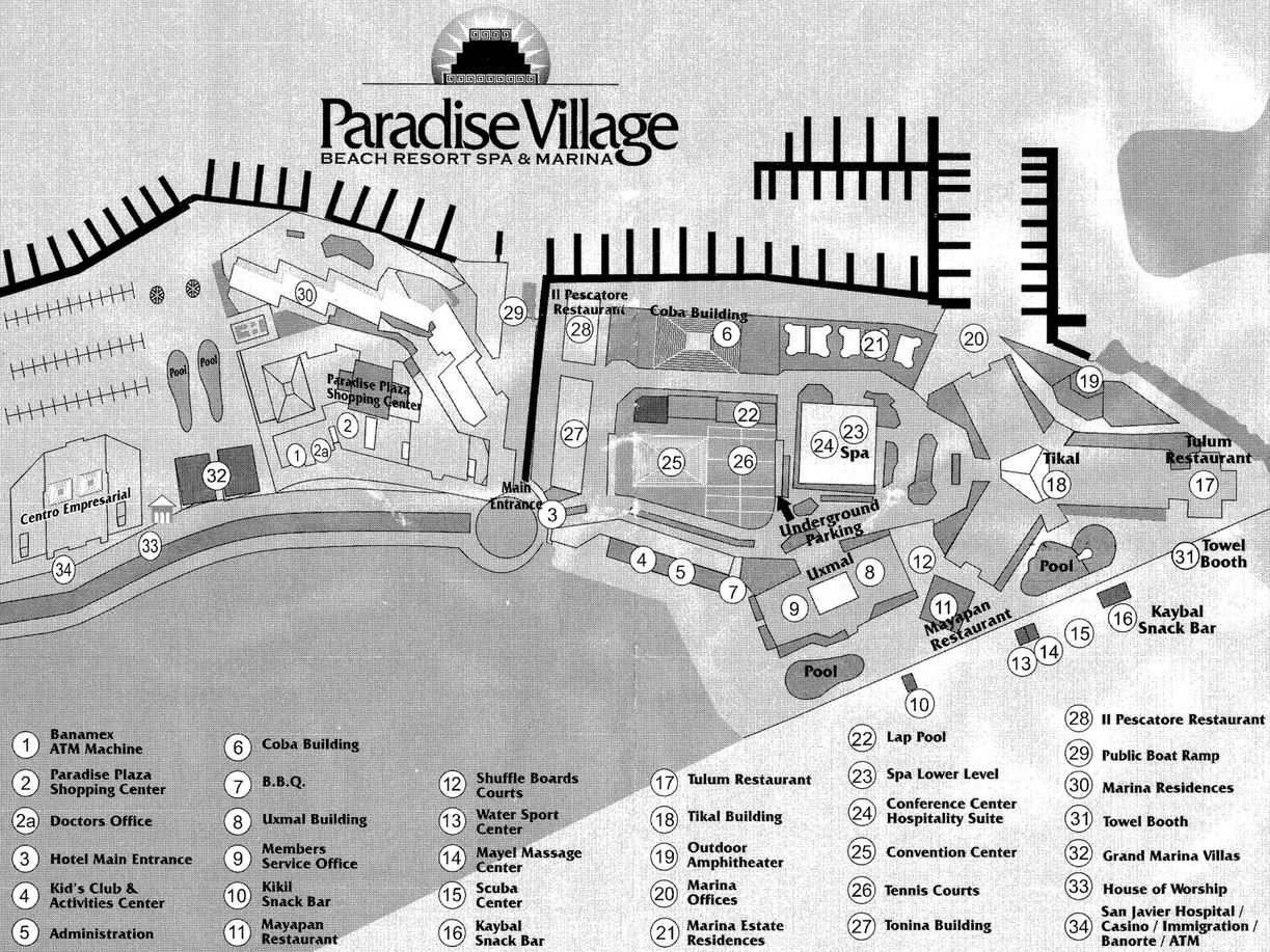 Paradise Village Beach Resort & Spa map - Travel resort maps