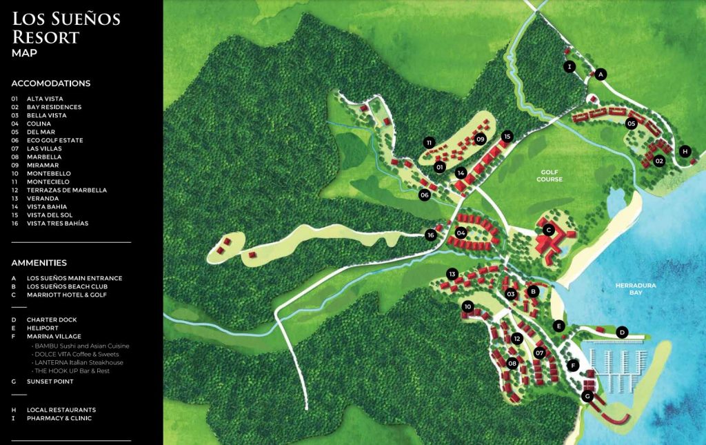 Los Sueños Resort map - Travel resort maps