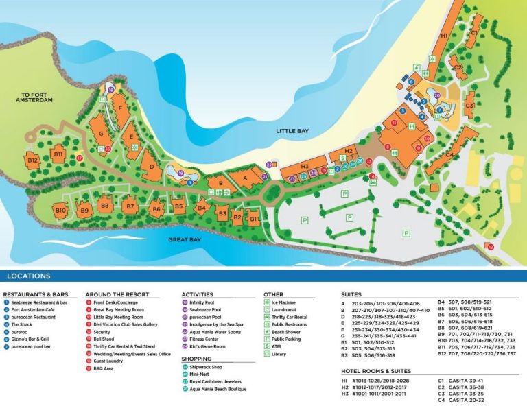 Divi Little Bay Beach Resort map - Travel resort maps